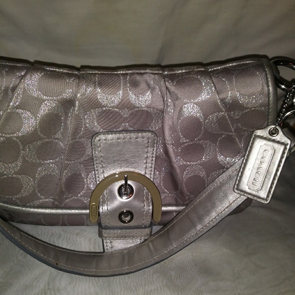 Coach | Bags | Coach Silver Medium Silver Handbag | Poshmark